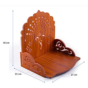 Wooden Temple Wall Mounted Hanging Table top Pooja Mandir God Stand Shelf for Home Office and Gifting (Ganesh)