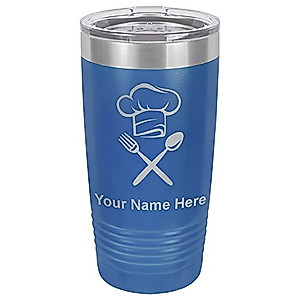 LaserGram 20oz Vacuum Insulated Tumbler Mug, Chef Hat, Personalized Engraving Included (Dark Blue)