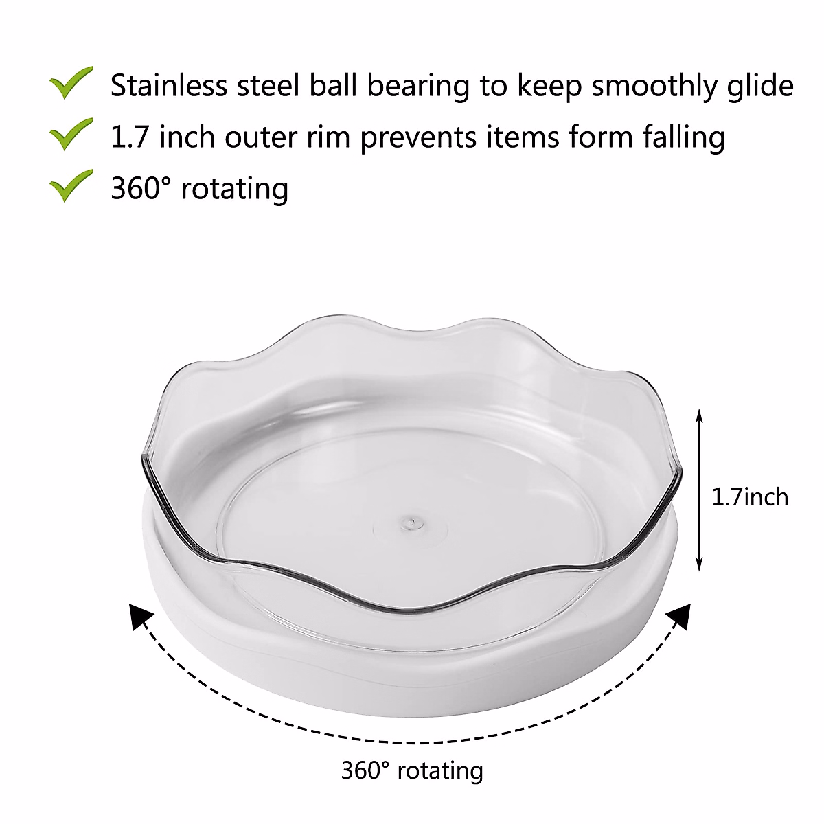 Lazy Susan Turntable Spice Rack Spinning Cabinet Organizer Rotating Condiment Tray Spinner for Pantry Kitchen Vanity Bathroom Jewelry Container Makeup Holder Cosmetic Storage (9 Inch)