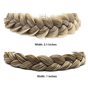 STHEJFB Braid Headband 2 3 Strands combinations Messy Wide Chunky Fluffy Elastic Stretch Hairpiece Braided Headband Women Girl Beauty accessory (Light golden grey)