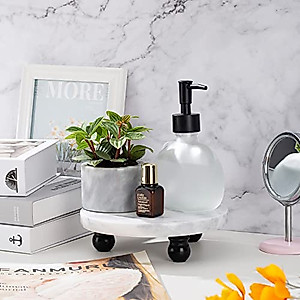 FasolaHome Decorative Marble Riser For Display, Cute Home, Bathroom, Kitchen Decor, Beautiful Marble Pedestal Stand Uniquely Displays Your Decorations, The Perfect Marble Tray to Add Some Beauty to Your House (Large-7inch)