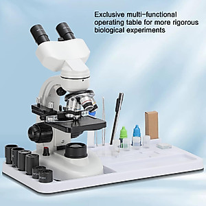 Compound Binocular Microscope, WF10x and WF25x Eyepieces,40X-2000X Magnification, LED Illumination Two-Layer Mechanical Stage (Binocular Four-Hole Microscope)