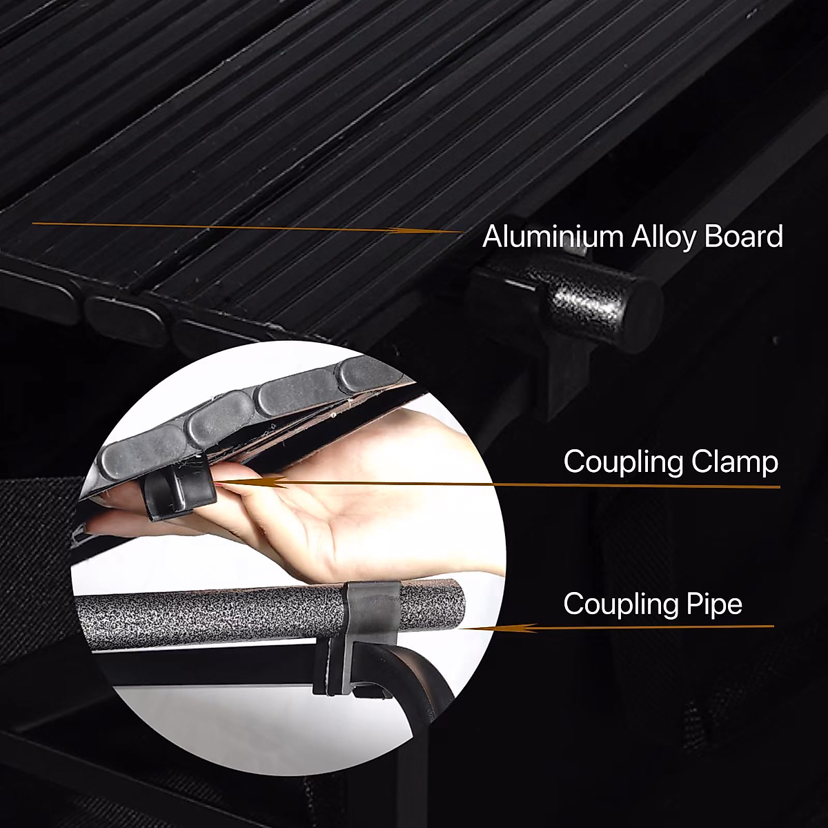 Aluminum Alloy Steel Collapsible Board Desktop for Garden Cart Foldable Wagon，Heavy Duty Foldable Metal Board for Outdoor Camping 34.64x20.87'' Black (Garden Cart not Include)