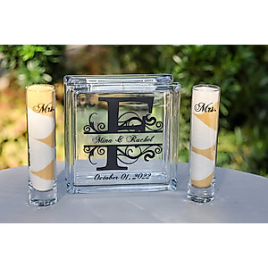 Glass Unity Set for Weddings, Personalized Monogram Wedding Sand Ceremony, Unity Candle Alternative