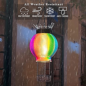 Two Kinds of Starsoul Hot Air Balloon Solar Lantern Unique Glass Solar Outdoor Lights Waterproof Hanging Solar Lanterns with LED Lamp for Patio Yard Garden Porch Decoration