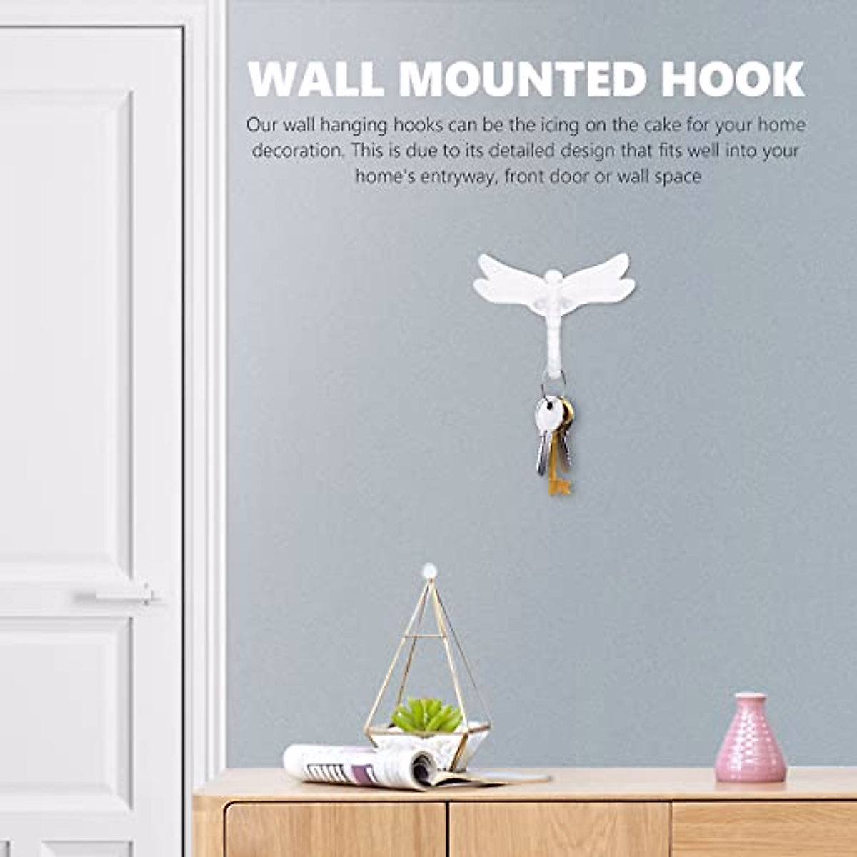 Cabilock 3 Sets Dragonfly Hook Cartoon Wall Hook Coat Hanger Animal Wall Hooks Dragon Fly Coat Hook Decorative Coat Hook Outdoor Decor Key Hanging Hook Hang Towel Clothes Wrought Iron White