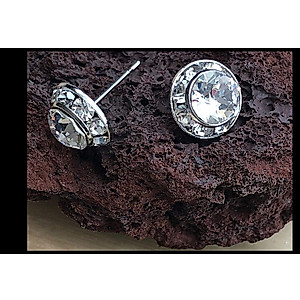 PammyJ 11mm Round Crystal Earrings (Clear)