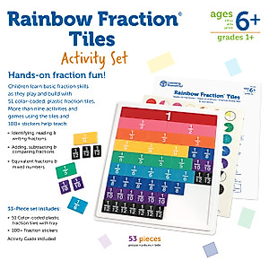Learning Resources Rainbow Fraction Tiles - 54 Pieces, Ages 6+ Early Math Skills, Visual Aid, Math for Kids, Teacher Supplies