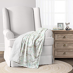 Lush Decor Pixie Fox Soft Sherpa Baby Blanket, 30" W x 40" L, Multi - Floral & Fox Blanket - Reversible Fleece Blanket for Baby or Toddler - Baby Shower Presents - Woodland Nursery Decor
