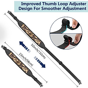 EZshoot Two Point Sling Rifle Sling with Swivels, Gun Sling Comfortable Neoprene Padded Shotgun Sling, Rifle Shoulder Strap Length Adjustable for Outdoors Camo Black