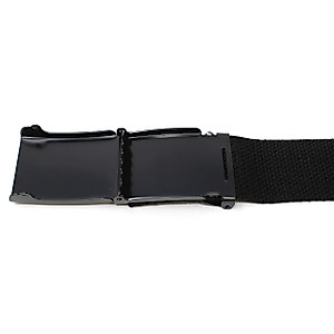 Canvas Web Belt Flip-Top Black Buckle/Tip Solid Color 50" Long 1.5" Wide (Black)