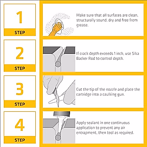 Sikaflex Crack Flex Sealant, Gray, High performance, textured polyurethane sealant, self-leveling, sealant for sealing horizontal cracks, 10,1 fl. Oz