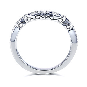 Kobelli 1/5ct TCW Sapphire and Diamond Contour Wedding Ring in 14k White Gold - Size 7