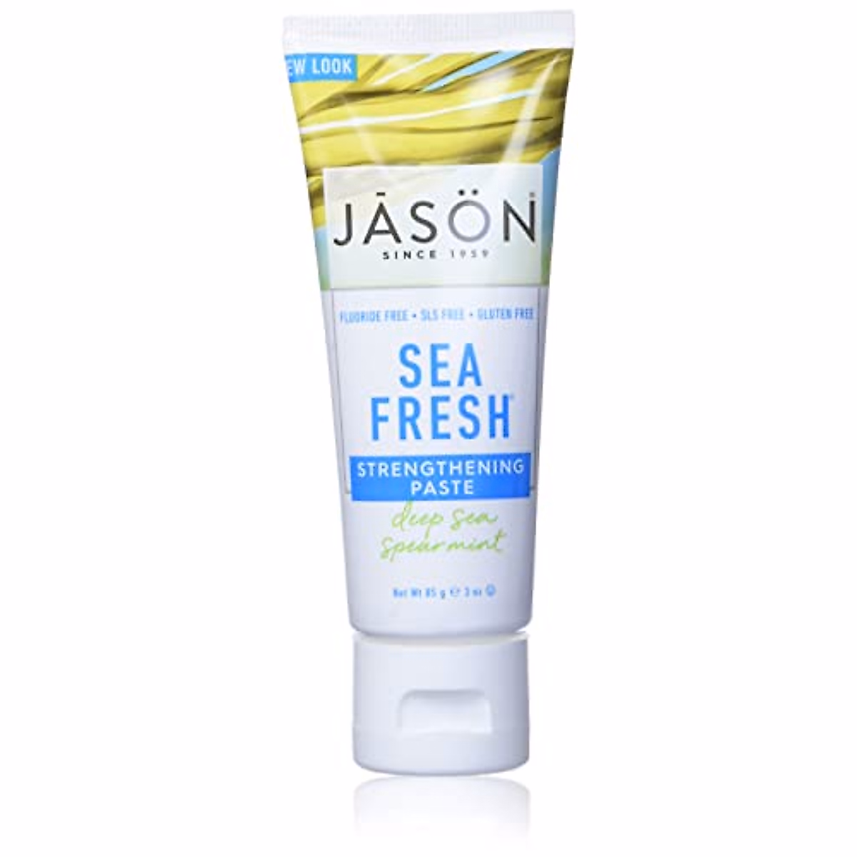 Jason Sea Fresh Strengthening Fluoride-Free Toothpaste, Deep Sea Spearmint, Travel Size, 3 Oz
