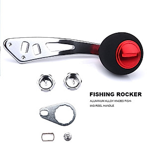 Fishing Reel Handle,Fishing Reel Power Handle Knob Reel Replacement Parts,Aluminum Alloy Fishing Reel Rocker Knobs for Baitcasting Spinning Tackle Tools(Red)