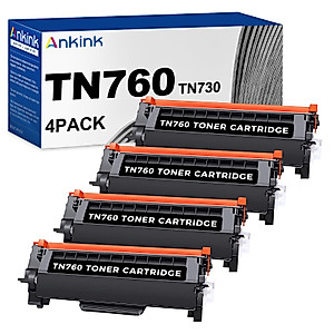 ANKINK TN760 Toner Cartridge Replacement for Brother TN-760 TN730 TN-730 for HL-L2350DW HL-L2395DW HL-L2390DW HL-L2370DW MFC-L2750DW MFC-L2710DW MFC-L2730DW DCP-L2550DW Laser Printer (4 Black)