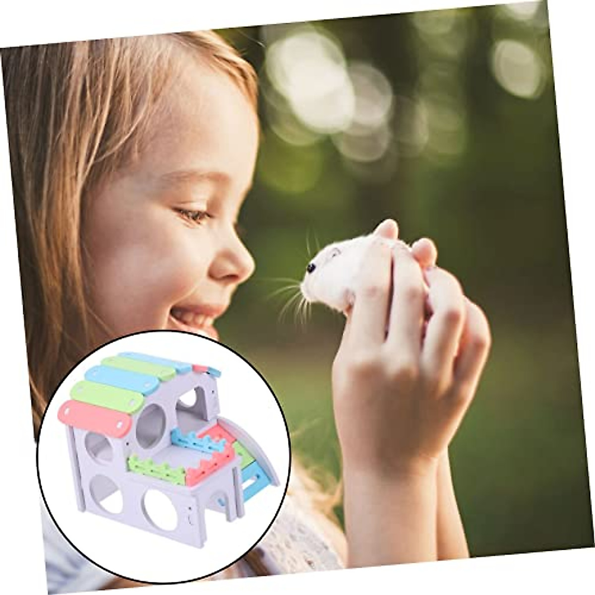 Ipetboom 2 pcs Mini Colorful Sleeping Play Exercise Houses Climbing Hamster Cabin Small Chic Funny Guinea Hut Habitat Chew Toys and Chews with Nest Cage Gerbil Hideouts Hideaway Rat Animal