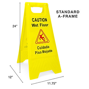 Bolthead Industrial Caution Wet Floor Signs | 2-Sided Bilingual Warning, Piso Mojado | Slip & Fall Accident Prevention | 3 Pack