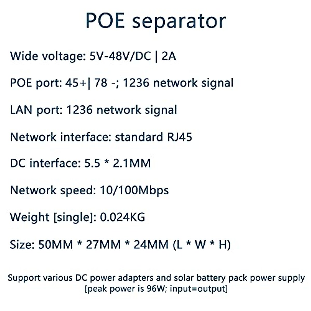 CERRXIAN 100M POE Combiner Adapter, Active PoE Splitter Power Over Ethernet, POE Power Supply Module 5-48v for CPE Wireless AP Monitoring Etc(2-Pack)