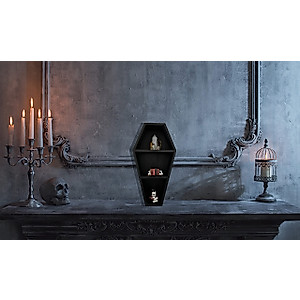 Rory's Creative Designs Coffin Shelf - Solid Pine Wood Black Floating Wall Shelves for Home Bedroom Living Room Bathroom - Spooky Gothic Decor for Witchy Horror Crystal Display - 15" Tall by 8" Wide