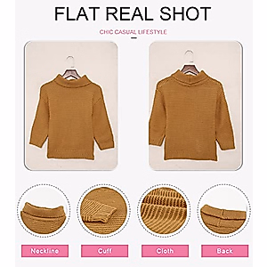 Dokotoo Girls Winter Warm Cute Turtleneck Long Sleeve Sweaters Comfy Chunky Knit Solid Color Pullover Kids Sweater Tops 2024 Fashion Khaki 8-9 Years