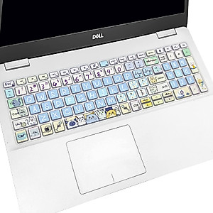 WSLUCKO Keyboard Cover Skin for 2021 2020 2019 Dell Inspiron 15 5501 5502 5505 5508 5584 5590 5593 5598 15.6" / Inspiron 15 7000 7590 7591 7501 7506 7706 7790 / Vostro 7590 5590 7500, Cute Cat