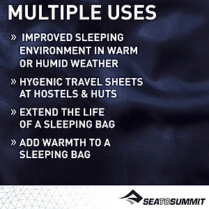 Sea to Summit Premium Silk Sleeping Bag Liner, Traveller w/Pillow Slip (88x37 inches)