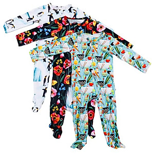 Jade&Kai Bamboo Footie Pajamas | Naptime n' Noodles | Soft and Stretchy | Gentle on Skin | Zipper Closure | Multiple Sizes (0-3mo)