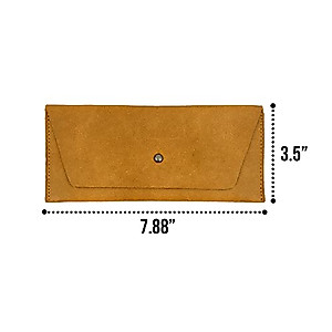 Weatherproof Leather, Long Utility Pouch Handmade from Suede Leather - Old Tobacco
