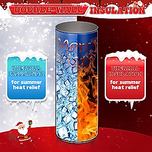 Mifoci 4 Pcs Christmas Skinny Tumblers Set 20 oz Christmas Stainless Steel Tumbler with Lid and Straw Christmas Double Insulated Cup Coffee Mug Tumbler Xmas Gift Set for Women Men Family, 4 Styles