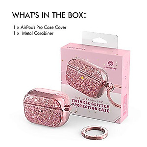 AhaStyle AirPods Pro Case Cover for Women Girls, Luxury Glossy Hard Shell Case Cover Accessories Compatible with Apple AirPods Pro Charging Case (Rose Gold)