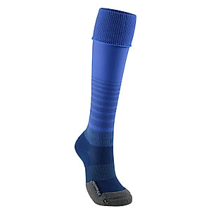 Pauboland Kid Boy's and Girl's 1-Pack Blue Cushioned Anti Blister Knee High Athletic Soccer Football Baseball Socks, M(1.5Y-4Y)