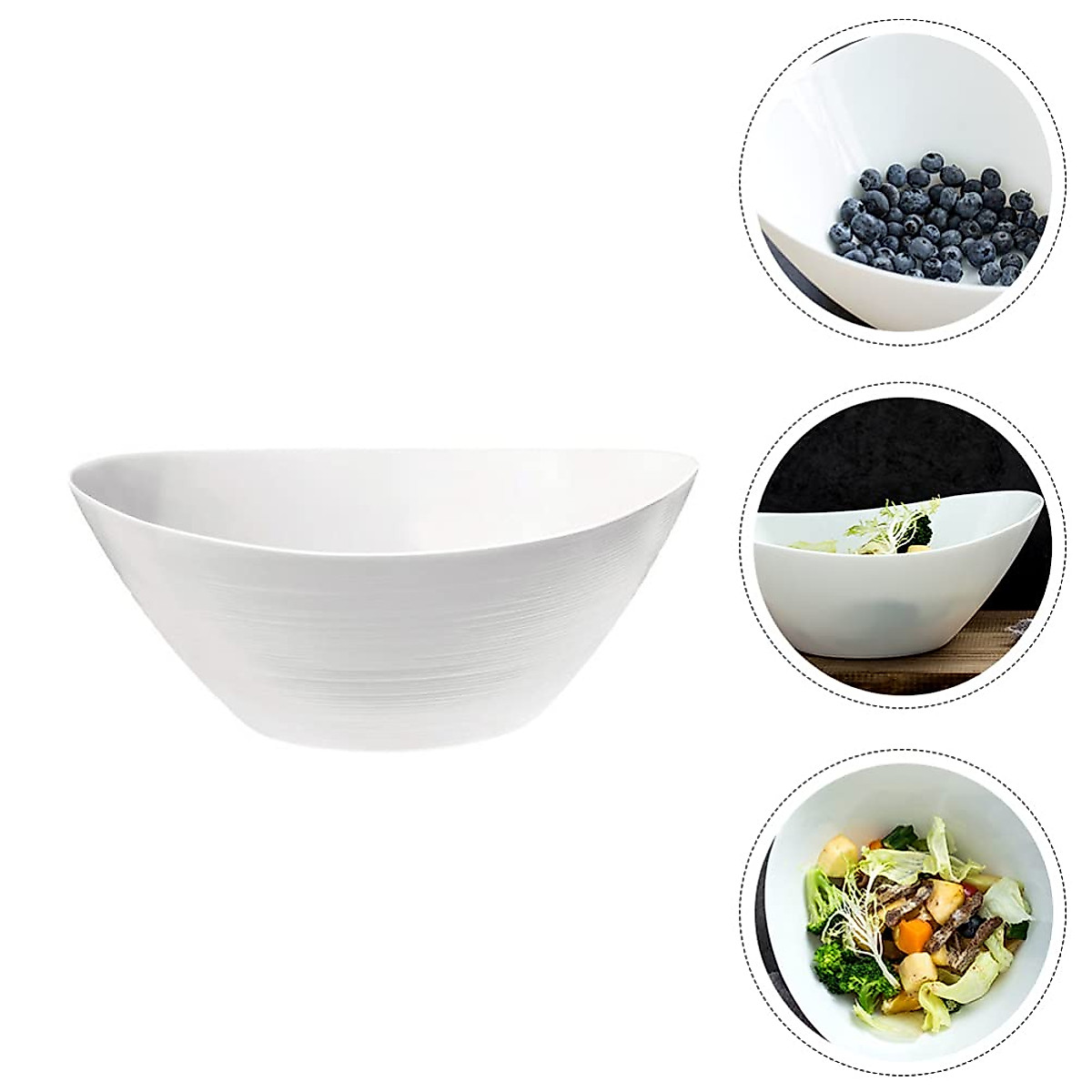 YARDWE White Pasta Serving Bowls Boat Shaped Bowl Toughened Glass Salad Bowl Heat Resistance Soup Bowl Small Side Dishes for Dessert Ice Cream