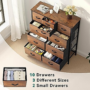 YITAHOME 10 Drawer Dresser, Dresser for Bedroom, Fabric Storage Dresser, Chest of Drawers for Living Room, Hallway, Closets & Nursery - Sturdy Steel Frame, Wooden Top & Easy Pull Fabric Bins
