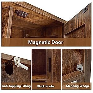 Iwell Storage Cabinet, Buffet Cabinet, Sideboard with 2 Doors and 2 Open Shelves, Coffee Bar, Cabinet for Kitchen, Living Room, Entryway, Rustic Brown