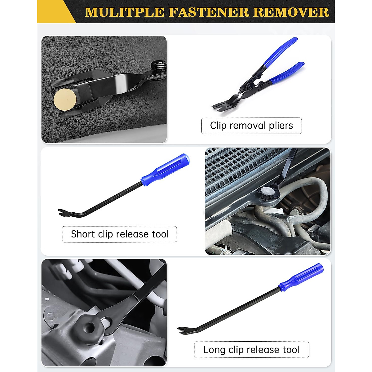 Trim Removal Tool, 120Pcs Car Panel Door Audio Removal Tool Kit, Auto Clip Pliers Fastener Remover Pry Tool Set with Storage Bag