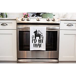 Handmade Funny Kitchen Towel - 100% Cotton Cheeky Pinata Hand Towel - 28x28 Inch Perfect for Chef Housewarming Christmas Mother’s Day Birthday Gift (I'd Hit That)