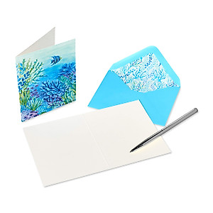 Papyrus Blank Cards with Envelopes - Designed by Bella Pilar, Into the Blue (20-Count)