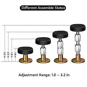 Tiilan Headboard Stoppers for Wall, Adjustable Threaded Bed Frame Anti-Shake Tool, Bed Frame Bumper Guards, Stable Tool for Bed, Cabinet, Sofa - Pack of 4 (1.0-3.2 in)