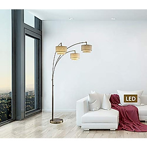 Artiva USA Lumiere III 83" Double Shade LED Arched Floor Lamp with Dimmer
