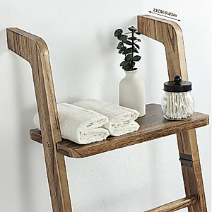 Taozun 67-Inch Blanket Ladder for Living Room, Wooden Wall Leaning Blanket Ladder with Shelf, Decorative Ladder for Blanket Towel Display, 5-Tier Farmhouse Ladder Quilt Rack