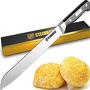 STEINBRÜCKE Bread Knife Serrated Bread Knife 10 Inch, Sharp Bread Slicing Knife of High Carbon German Steel, Bread Cutter for Homemade, Baking, Cake and Crusty Bread