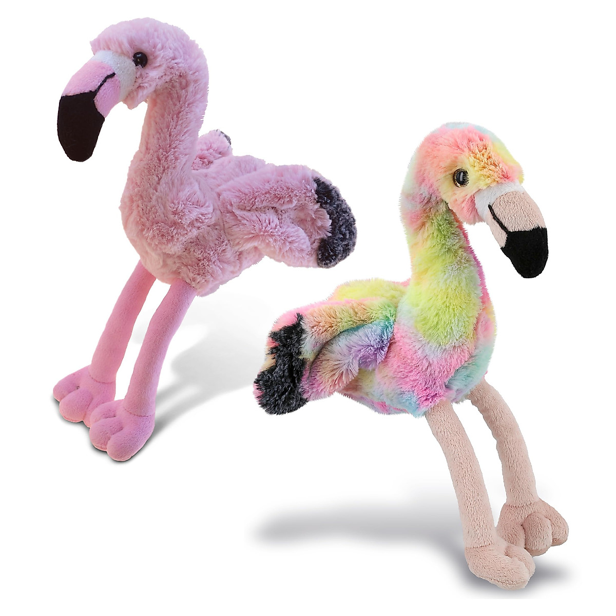 DolliBu Plush Flamingo Stuffed Toys - Super Soft Huggable Flamingo Plush Kit, Adorable Tropical Bird Plush Toys, Cute Flamingo Cuddle Gifts for Kids and Adults - 2 Pack
