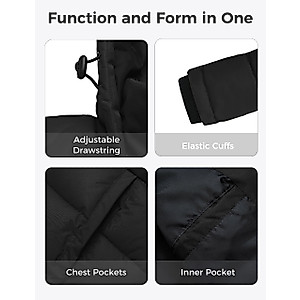 wantdo Men's Windproof Puffer Coat Insulated Winter Jacket with Hood Black Small