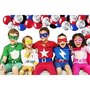 Red Blue Black Balloon Kit,12-Inch Latex Royal Blue Red Black Balloons with Metallic Silver Latex Balloon for Theme Party Boys Kids Birthday Baby Shower Graduation Party Decorations