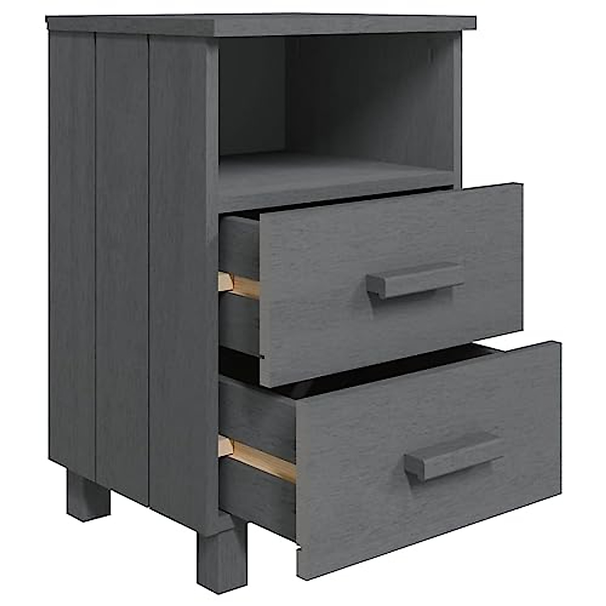 Nightstand 2 pcs with 2 Drawers | Modern End Table Set of 2 for Small Spaces | Wood Side Table for Bedroom | Wooden Bedside Cabinet | Dark Gray Solid Pinewood and MDF 15.7" x 13.8" x 24.4"
