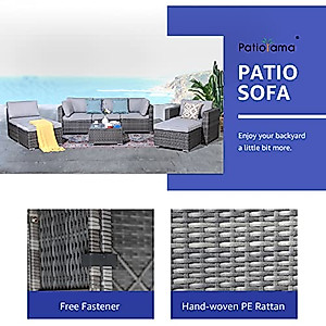Patiorama Patio Armless Sofa, Outdoor Single Sofa, All-Weather Grey PE Wicker Rattan Sectional Sofa, Additional Chair for Furniture Set, Patio Seating for Balcony Garden Pool (Light Grey Cushion)