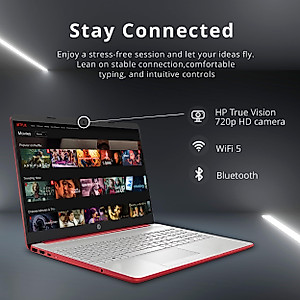HP 15.6” HD Student Laptop, Intel Pentium Silver N5030, 8GB RAM, 256GB PCIe SSD, Intel UHD Graphics, HD Webcam, Numpad, Wi-Fi 5, Bluetooth, Win 10 S, Red, 32GB Snowbell USB Card