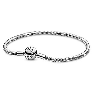 PANDORA Jewelry Smooth Moments Snake Chain Charm Sterling Silver Bracelet, 8.3"