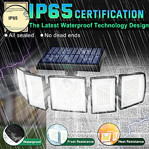 Solar Lights Outdoor Waterproof Motion Sensor - 2023 Newest 416 LEDs 3000 Lumens Super Bright 3 Brightness 3 Modes 2400mAh 360° Illumination 32ft Solar Flood Lights Security Light Outdoor - 2Pack